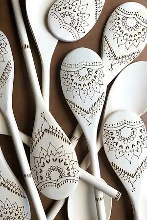 HONORABLE OAK Wood Burn Spoons - Flower Power