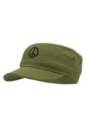 HIPPIESHOP Embroidered Peace Army Cap - Green/black