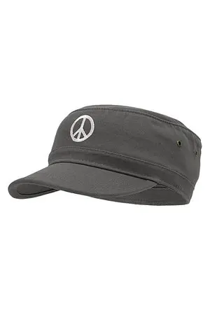 HIPPIESHOP Embroidered Peace Army Cap - Grey/white