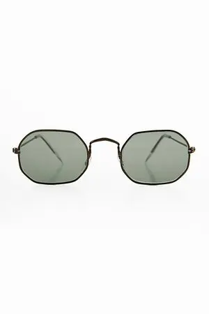 SUNGLASS MUSEUM Vintage Octagon Frame Sunglasses - Coffee