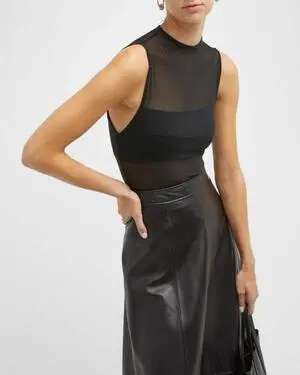 Alice + Olivia Nichol Mesh Bodysuit - Black