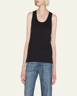 Bottega Veneta Dry Stretch Cotton Ribbed Tank Top - Nero