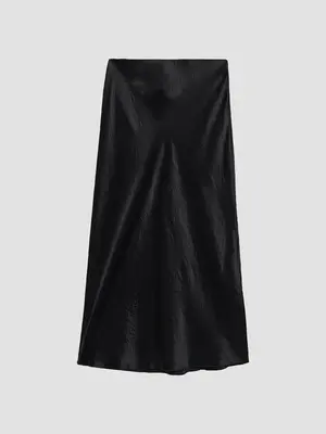 Vince Split Satin Midi-skirt - Black