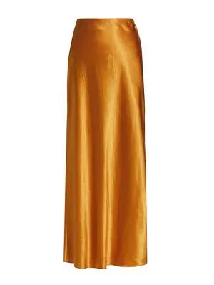 Vince Split Satin Midi-skirt Gold Sap