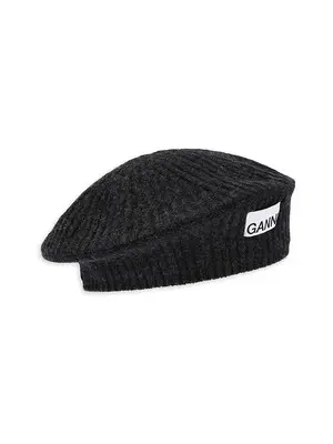 GANNI Women's Structured Rib-Knit Beret - Brazilian Sand - Phantom