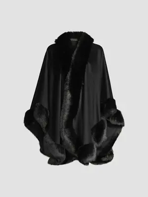 Sofia Cashmere Faux Fur & Cashmere U-cape - Black