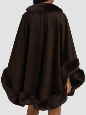 Sofia Cashmere Faux Fur & Cashmere U-cape - Brown