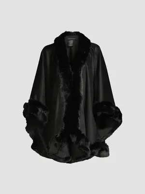 Sofia Cashmere Faux Fur & Cashmere U-cape - Charcoal