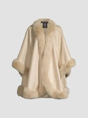 Sofia Cashmere Faux Fur & Cashmere U-cape - Oat