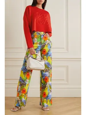 Loewe Cropped Embroidered Wool-blend Sweater