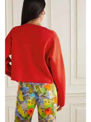 Loewe Cropped Embroidered Wool-blend Sweater
