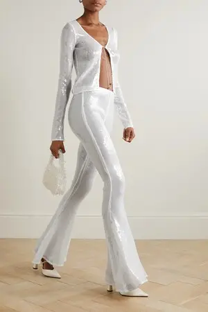 16Arlington Koro Sequined Tulle Flared Pants