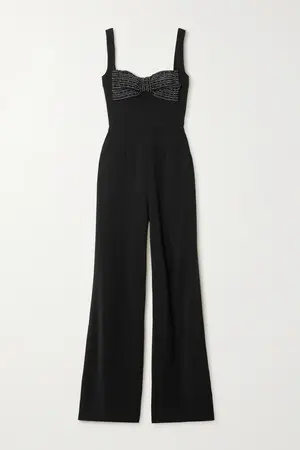 Saloni Rachel Embellished Cady Jumpsuit - Black