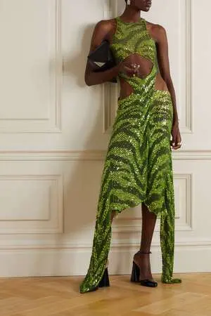 slim fit dress slacks Sail to Sable x Style Charade Charlotte Sequin Dress in Emerald Medium