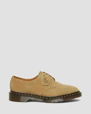 Dr. Martens 1461 Made In England Buck Suede Oxfords - Cream