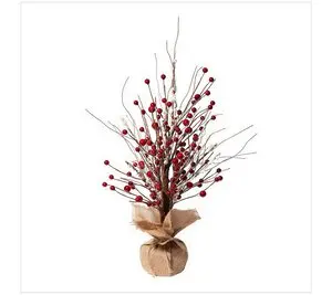 GLITZHOME Red Berry Sprigs Table Top Christmas - One-color