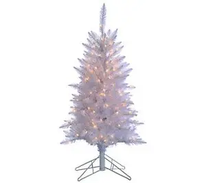 GERSON INTERNATIONAL 4' White Tiffany Tinsel Tree With 150 Lights Gerson Co - One-color