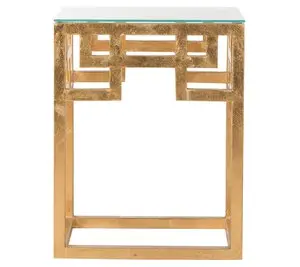 SAFAVIEH Byram Greek Key Glass Top End Table - One-color