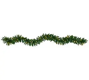 NEARLY NATURAL 9' Christmas Pine Garland W/warm White Leds Arly Natural - One-color