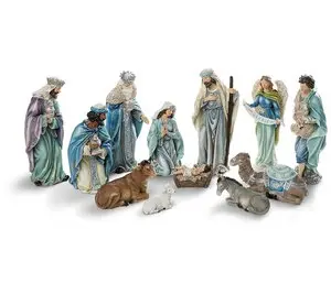 GLITZHOME Oversized Deluxe Resin Nativity Figur Ine Set S/12 - One-color