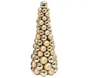 GERSON INTERNATIONAL 18 In H Gold Ornament Cone Tree Gerson Co - One-color