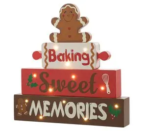 GLITZHOME 12'h Lighted Christmas Gingerbread Ma N Table Decor