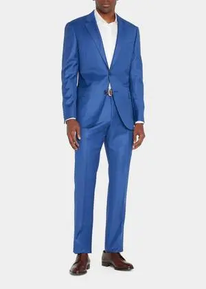 Giorgio Armani Solid Wool Suit Blue