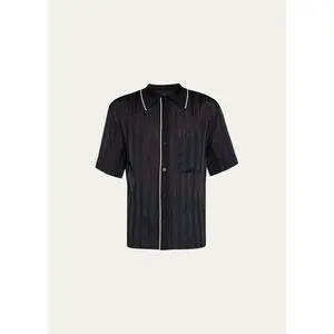 3.1 Phillip Lim Midnight Mesh Striped Bowling Shirt
