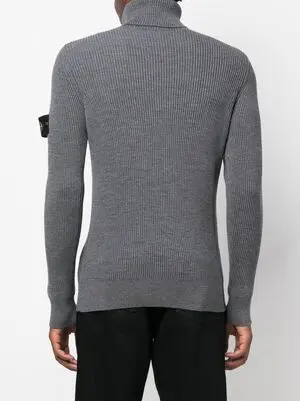 Stone Island Compass-patch Roll-neck Jumper - Grey