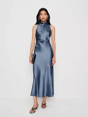 Silk Cowl Neck Midi Dresses