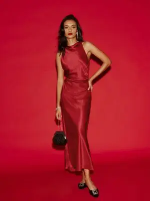 REFORMATION Reformation Casette Silk Dress Sangre