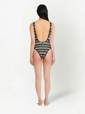 Balmain Striped Logo-print Swimsuit