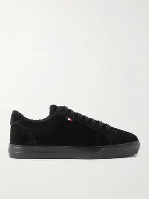 Moncler Shearling-lined Suede Sneakers - Black