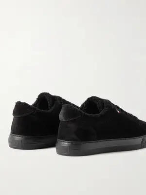 Moncler Shearling-lined Suede Sneakers - Black