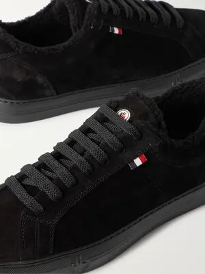 Moncler Shearling-lined Suede Sneakers - Black