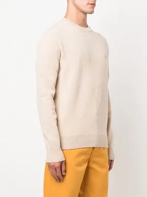 Maison Kitsuné Logo-patch Wool Jumper - Neutrals