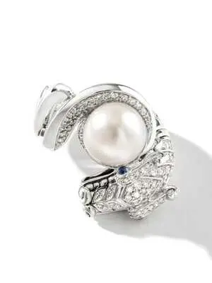 John Hardy Legends Naga Freshwater Pearl And Diamond Pavé Ring