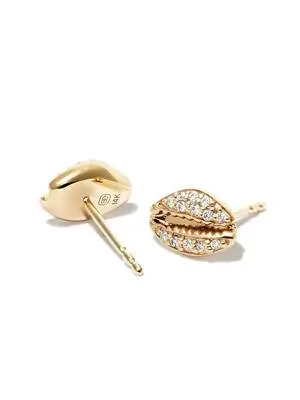 SYDNEY EVAN 14kt Diamond Cowrie Shell Stud Earrings