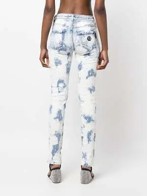 Philipp Plein Bleach-wash Straight-leg Jeans