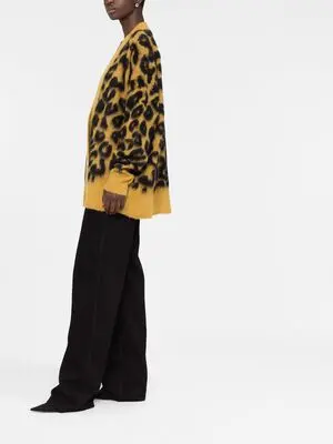Attico Leopard-intarsia Knitted Cardigan