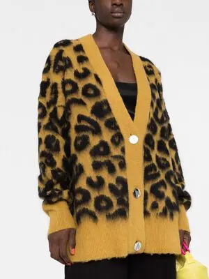 Attico Leopard-intarsia Knitted Cardigan