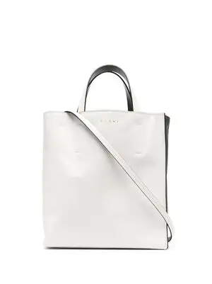 Marni Small Museo Leather Tote Bag - White
