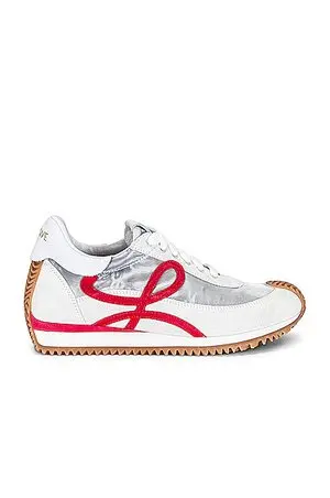 Loewe Loewe Flow Runner Sneaker In White Silver  White  & Red