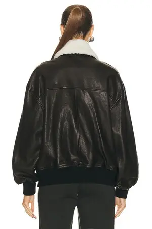 Khaite Shellar Leather Jacket With Shearling Collar - Black