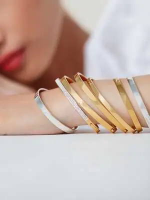 Monica Vinader Essential Diamond Pavé Bangle - Silver