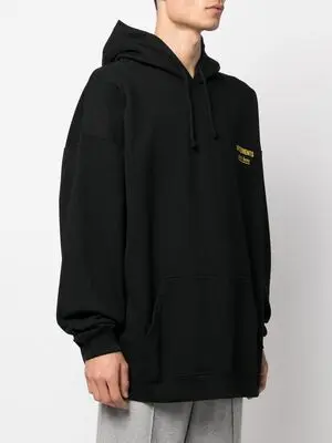 Vetements Embroidered Logo Hoodie - Black