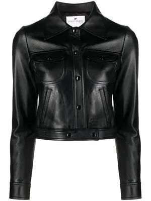 COURREGES Cropped Leather Jacket