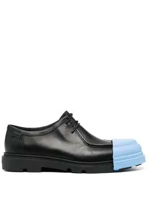Camper Lace-up Leather Derby Shoes With Rubber Toecap And Lug Sole - Black