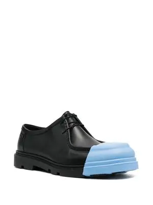 Camper Lace-up Leather Derby Shoes With Rubber Toecap And Lug Sole - Black