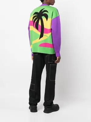 Palm Angels Palm Tree Wool-knit Jumper - Purple